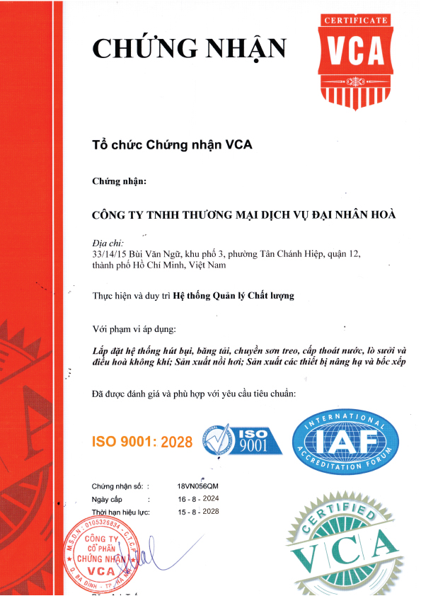 Chứng nhận ISO Tiếng việt 9001-2028 - Công Ty TNHH TM DV Đại Nhân Hòa